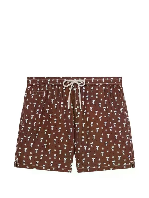 MC2 SAINT BARTH Snoopy-print Drawstring Swim Shorts - Brown