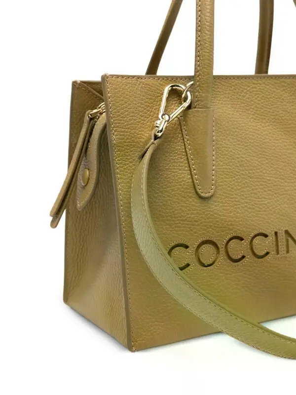 COCCINELLE Grained Leather Tote Bag - Green