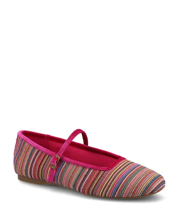 BIRDIES The Hummingbird Mary Jane - Hot Pink Multi Stripe Grosgrain