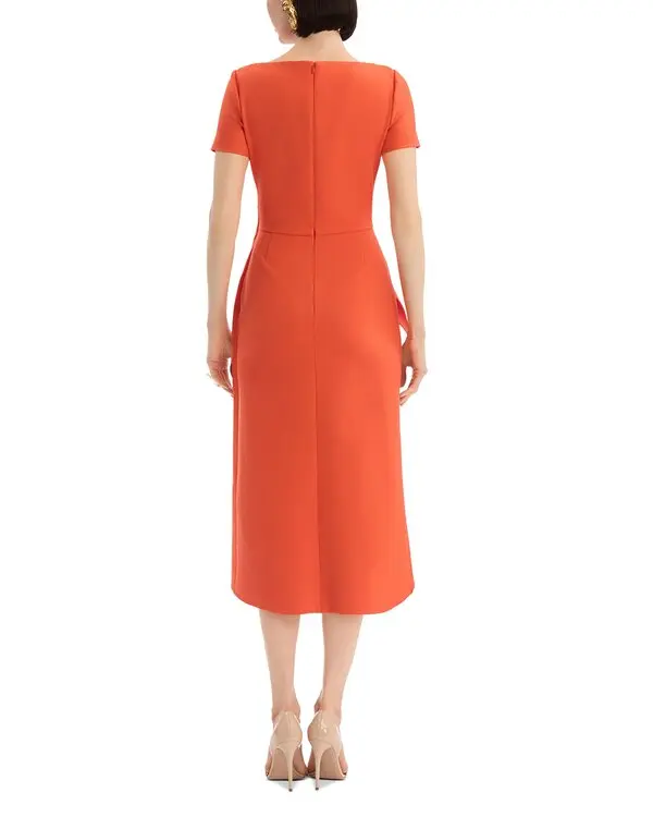Oscar De La Renta Short Sleeve Draped Waist Day Dress