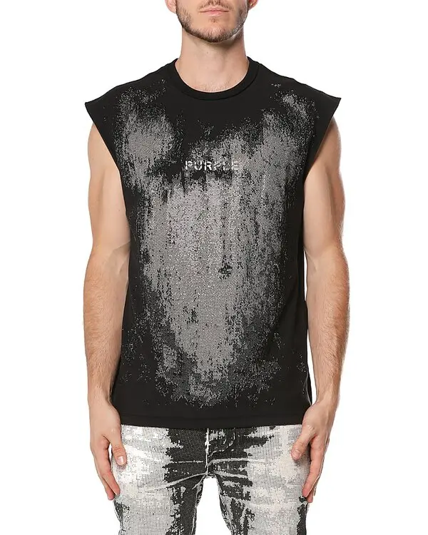 PURPLE BRAND Textured Sleeveless Tee - Black