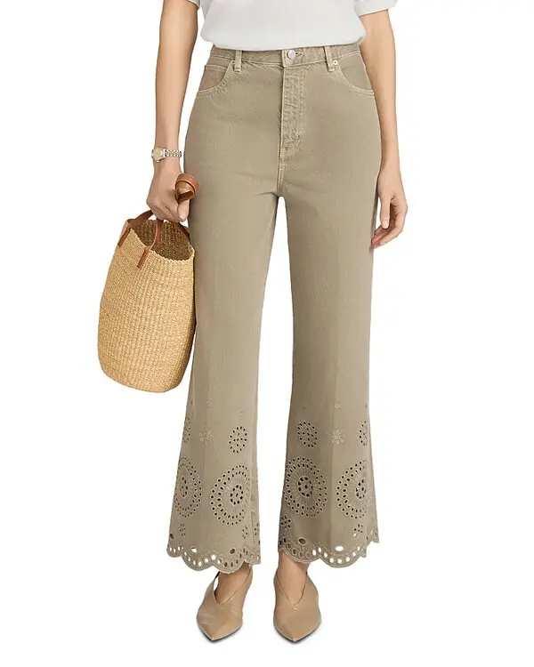 FRAME The Eyelet Wide Flared Jeans - Thyme