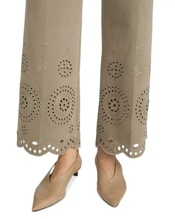 FRAME Eyelet High Rise Ankle Wide Flare Jeans - Thyme