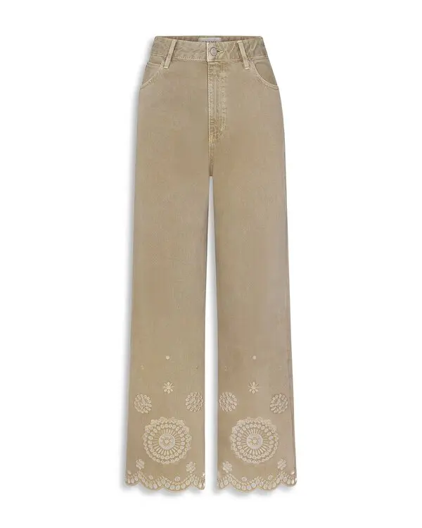 FRAME Eyelet High Rise Ankle Wide Flare Jeans - Thyme