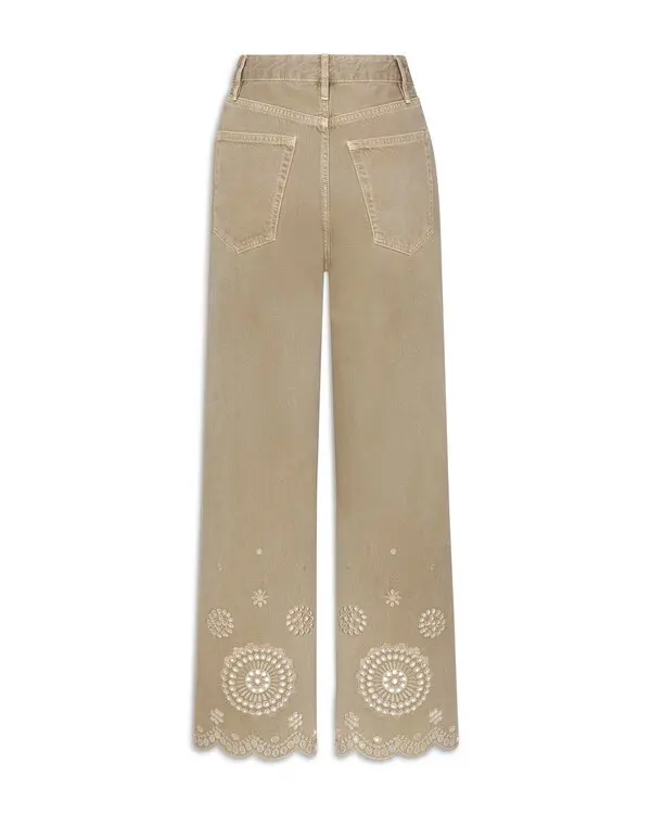FRAME Eyelet High Rise Ankle Wide Flare Jeans - Thyme