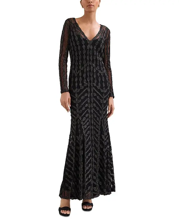 PHASE EIGHT Marie Marie Tapework Maxi Dress - Black
