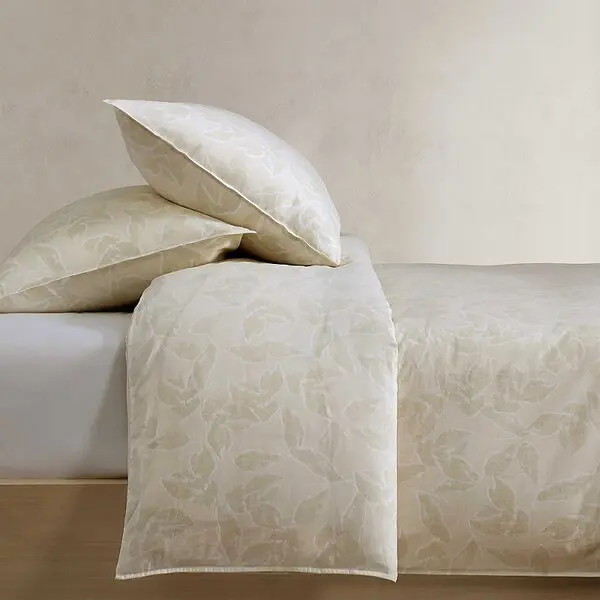 Calvin Klein Yellow Leaves Washed Percale 3 Piece Duvet Cover Set, King - Citron