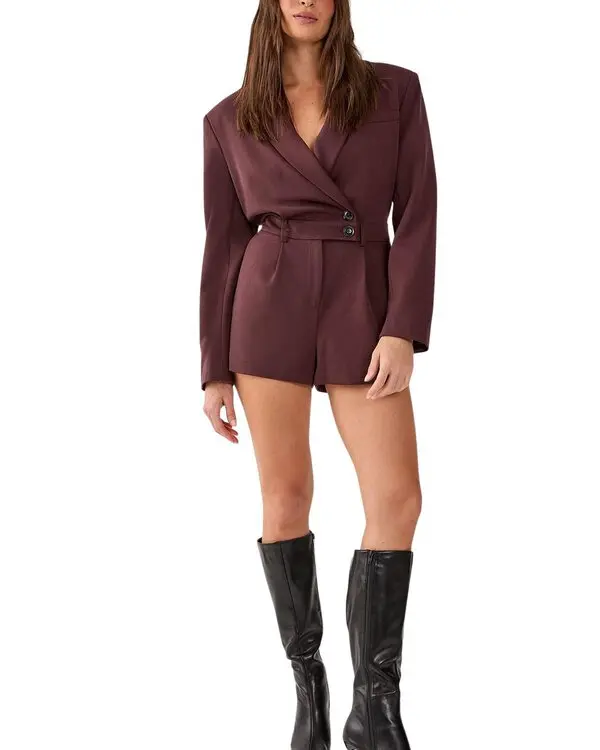 Nasty Gal Tailored Romper With Button Detail - Chocolate