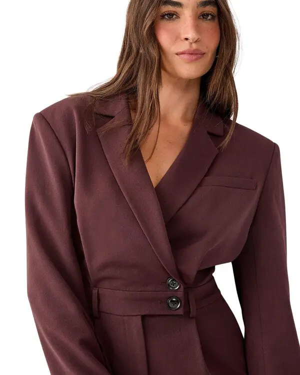 Nasty Gal Tailored Romper With Button Detail - Chocolate