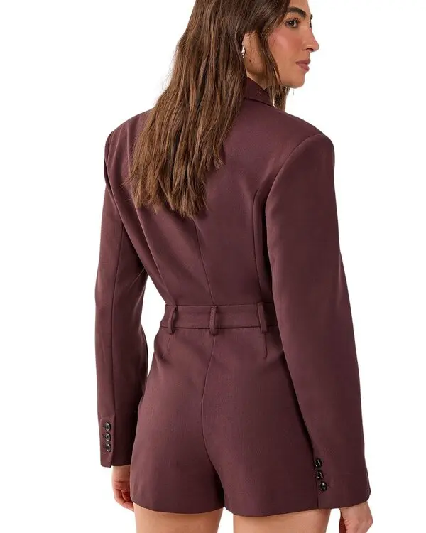 Nasty Gal Tailored Romper With Button Detail - Chocolate