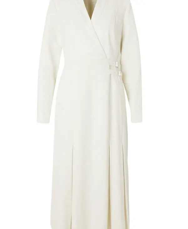 karen millen white shirt dress Karen Millen Cotton Sateen Drama Sleeve Studded Woven Maxi Shirt Dress in White