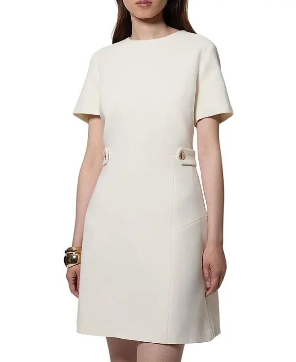 Karen Millen Tab Detail Tailored Mini Dress - Cream