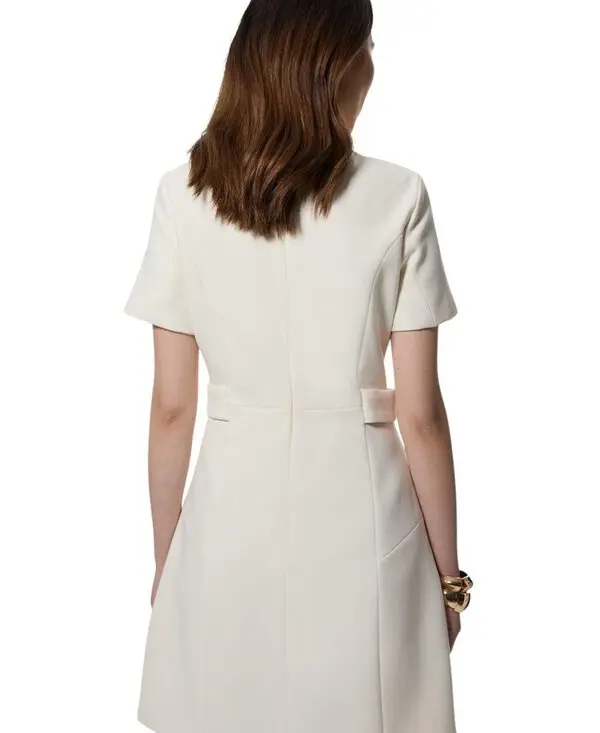 Karen Millen Tab Detail Tailored Mini Dress - Cream