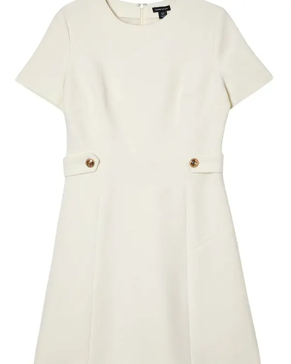 Karen Millen Tab Detail Tailored Mini Dress - Cream