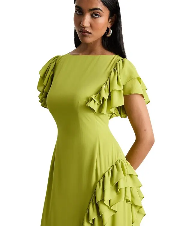 WAREHOUSE Side Split Ruffle Detail Maxi Dress