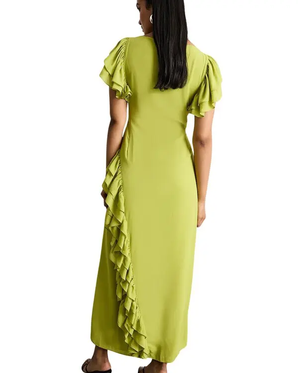 WAREHOUSE Side Split Ruffle Detail Maxi Dress