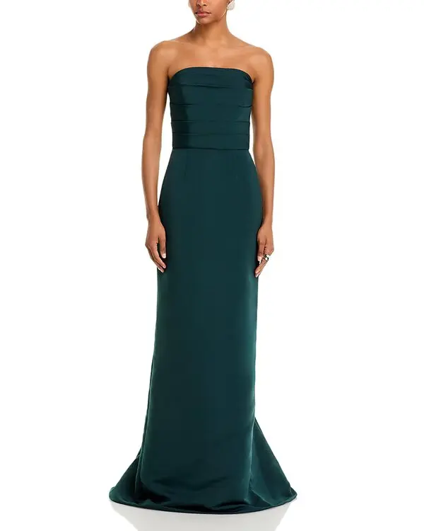 Amsale Sonia Strapless Gown - Hunter