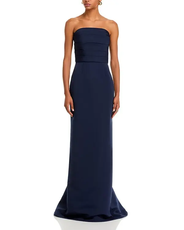 Amsale Sonia Strapless Gown - Navy