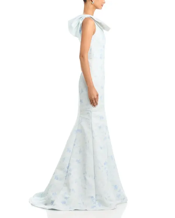 Amsale One Shoulder Floral Gown - Ice