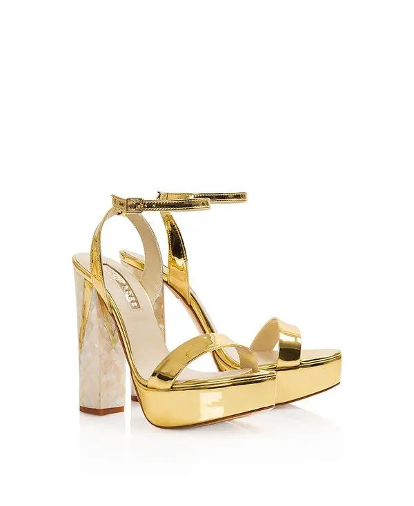FREYA ROSE Tyra Ankle Strap Pearl Heel Sandal - Gold