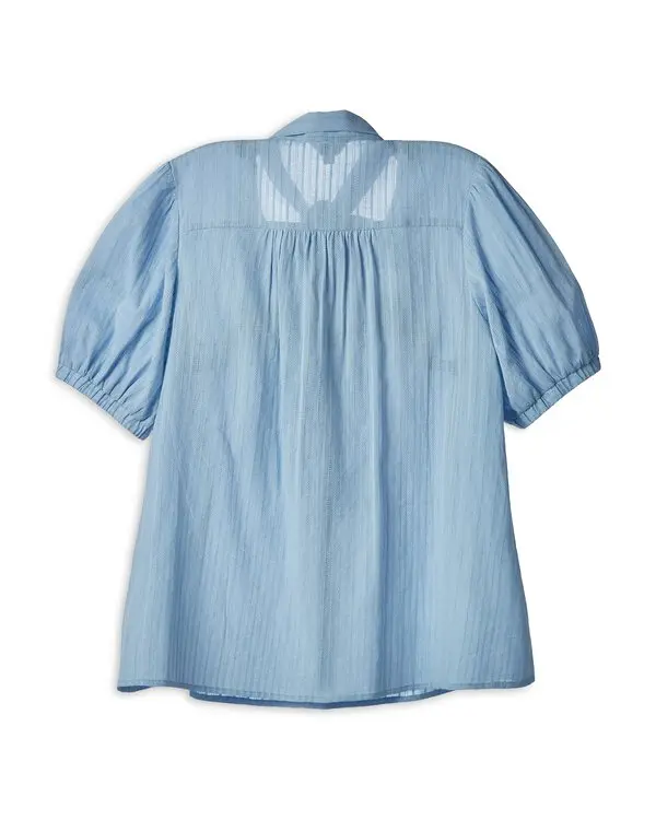 JOVONNA LONDON Short Sleeve Bow Neck Blouse - Blue