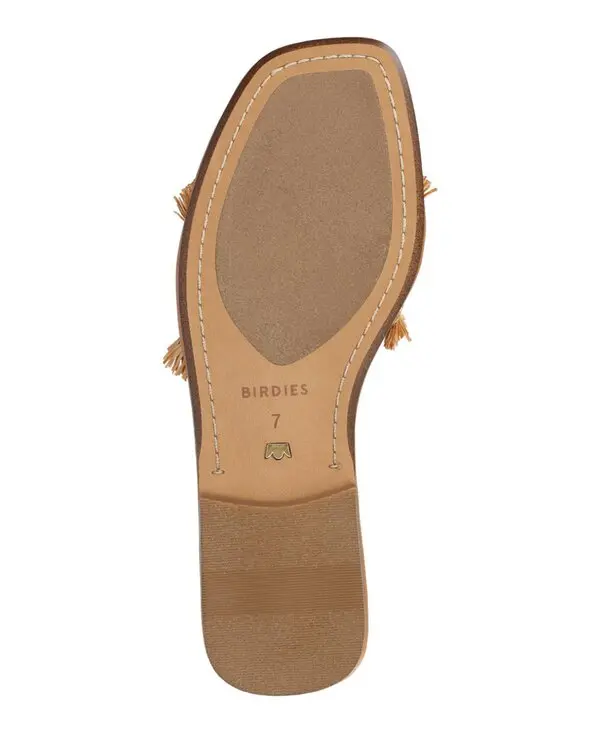 BIRDIES The Kiwi Bow Raffia Slide Sandals - Tan Raffia