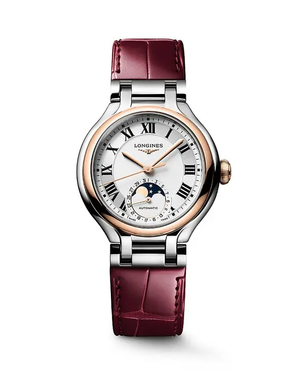 LONGINES Primaluna 34mm Watch - Silver/red
