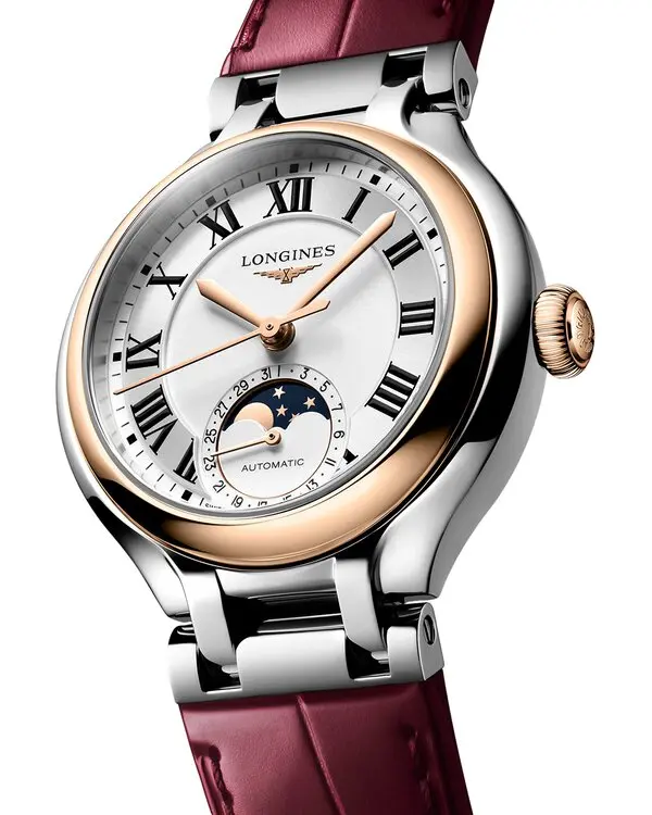 LONGINES Primaluna 34mm Watch - Silver/red