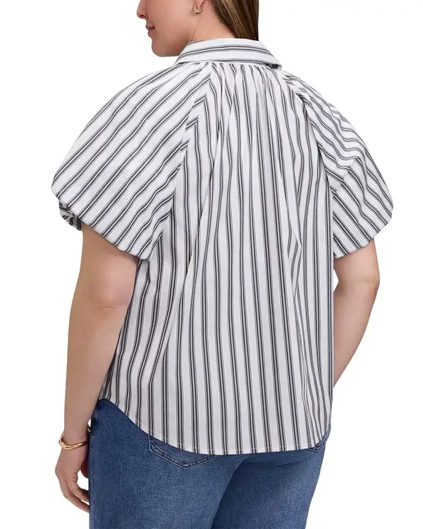 Foxcroft Paula Puff Sleeve Shirt - White/black