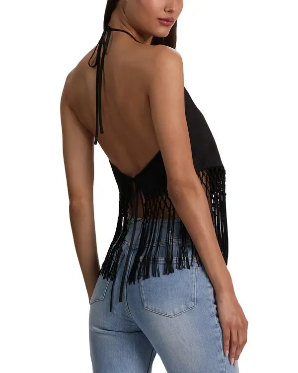 Alice + Olivia Greta Halter Tie Back Top