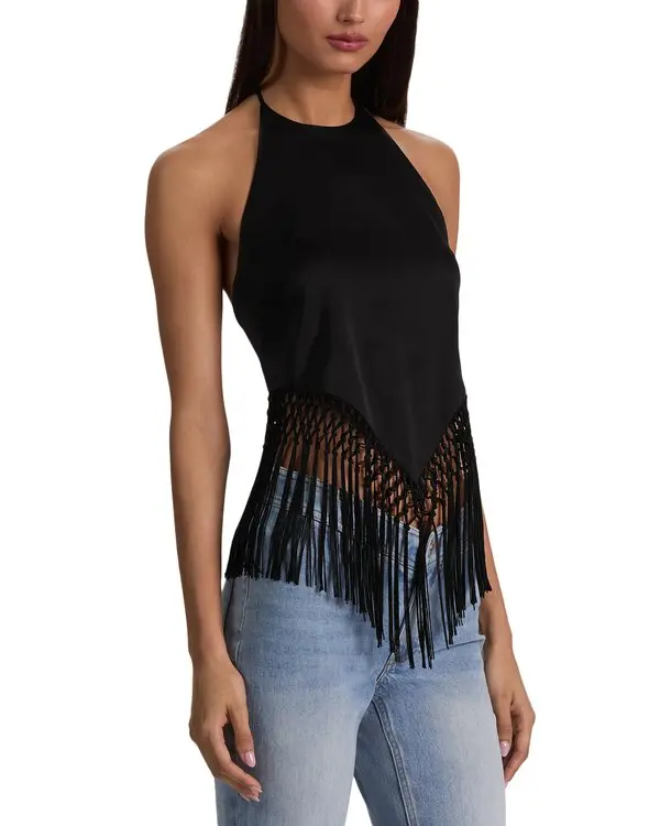 Alice + Olivia Greta Halter Tie Back Top