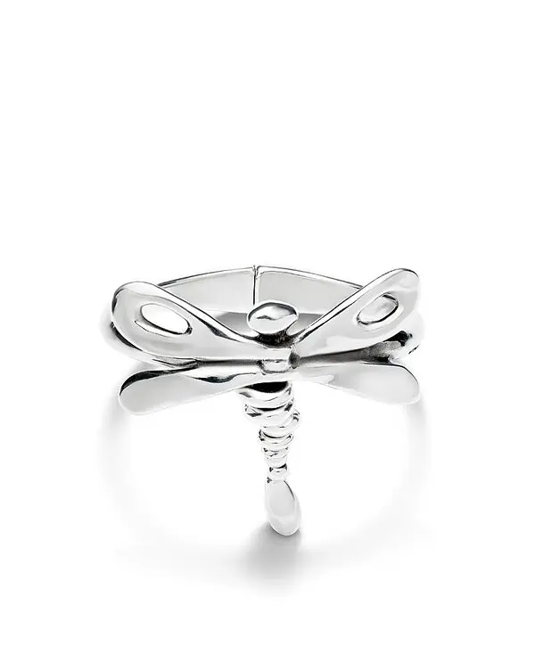 UNODE50 Sterling -plated Dragonfly Bangle Bracelet - Silver