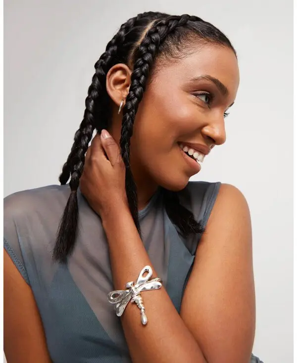 UNODE50 Sterling -plated Dragonfly Bangle Bracelet