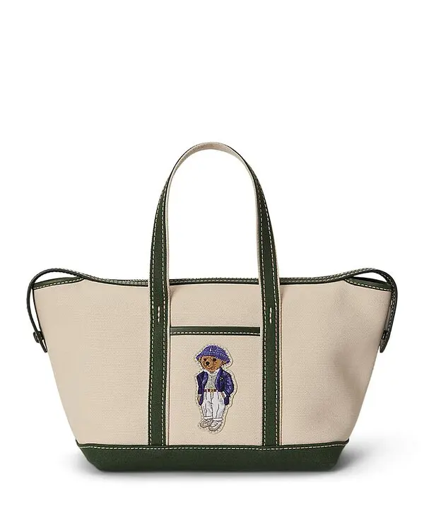 Polo Ralph Lauren Polo Bear Mini Canvas Shopper Tote - Ecru/juniper