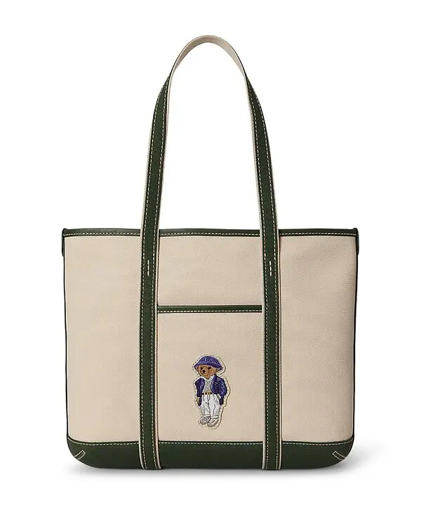 Polo Ralph Lauren Polo Bear Small Canvas Shopper Tote - Ecru/juniper
