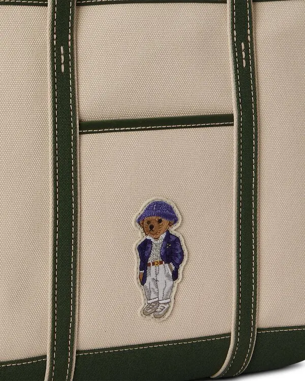 Polo Ralph Lauren Polo Bear Small Canvas Shopper Tote - Ecru/juniper