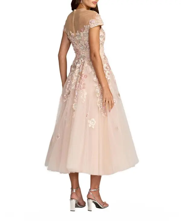 Mac Duggal Embroidered Tulle Midi Dress