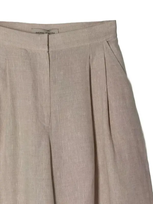 ANDRES OTALORA Pleated Wide Leg Trousers - Neutrals