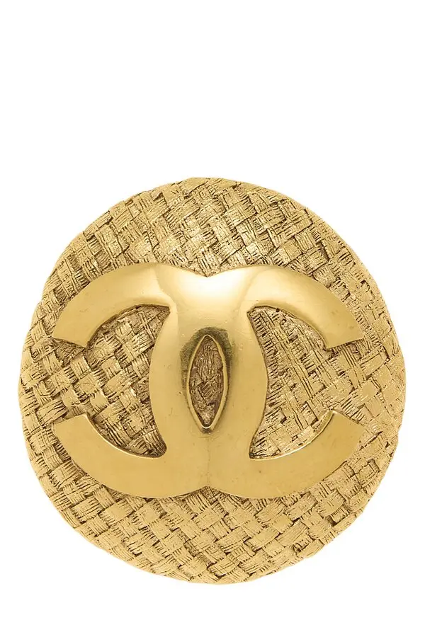 Chanel Interlocking 'cc' Woven Pin - Gold