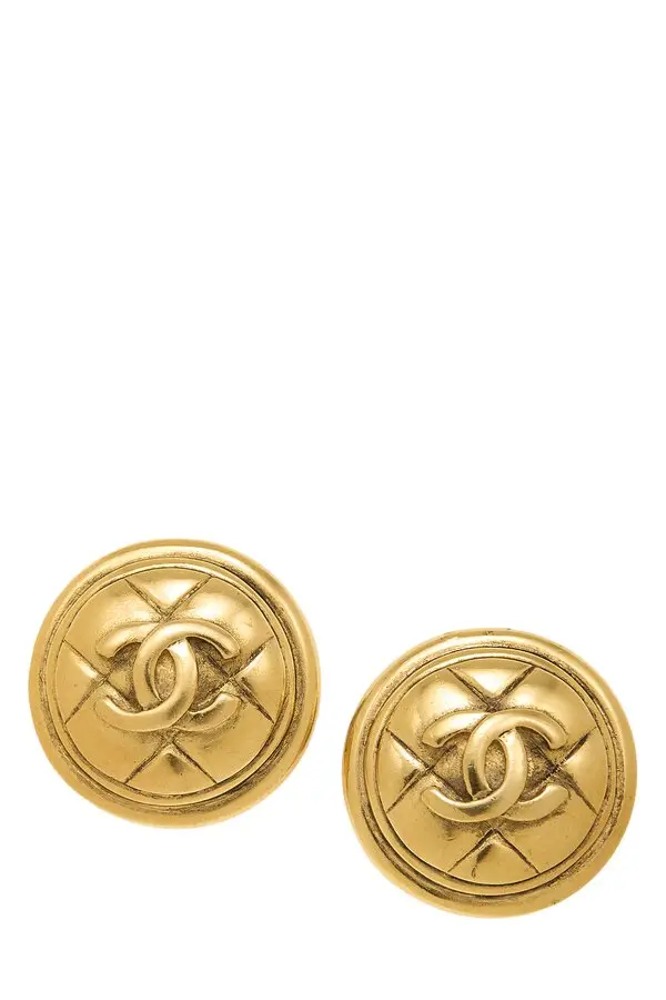 Chanel Quilted Round Earrings - Gold