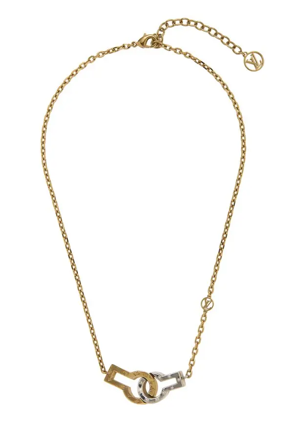 LOUIS VUITTON Silver & Gold Twins Rock Necklace - Multi