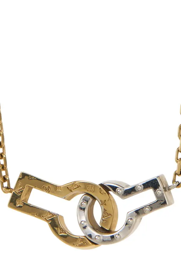 LOUIS VUITTON Silver And Gold Twins Rock Necklace
