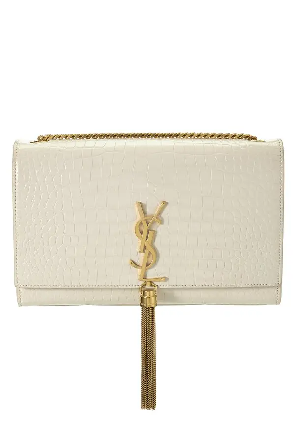 Saint Laurent Embossed Kate Tassel - White