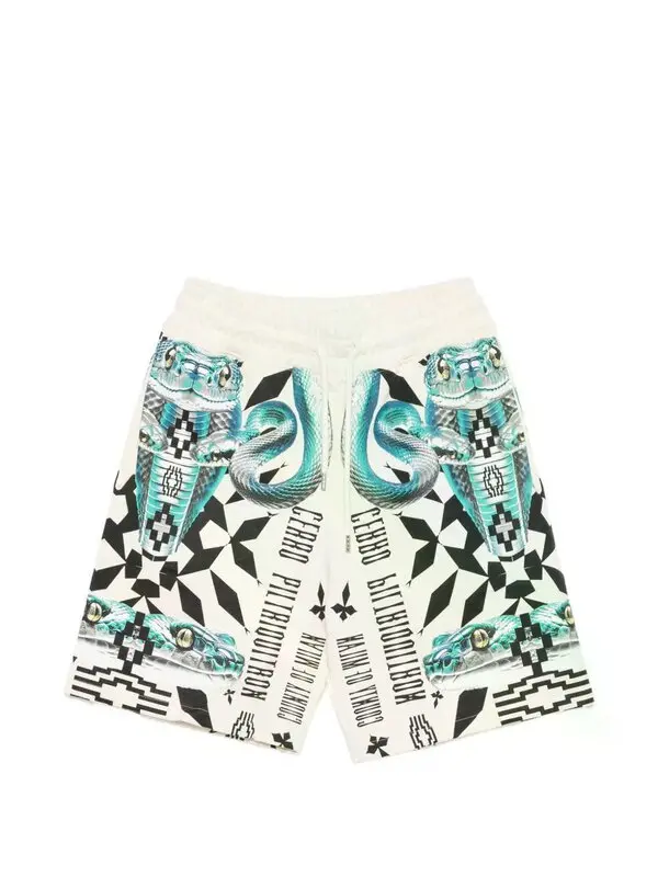 COUNTY OF MILAN Graphic Print Drawstring Shorts - Neutrals