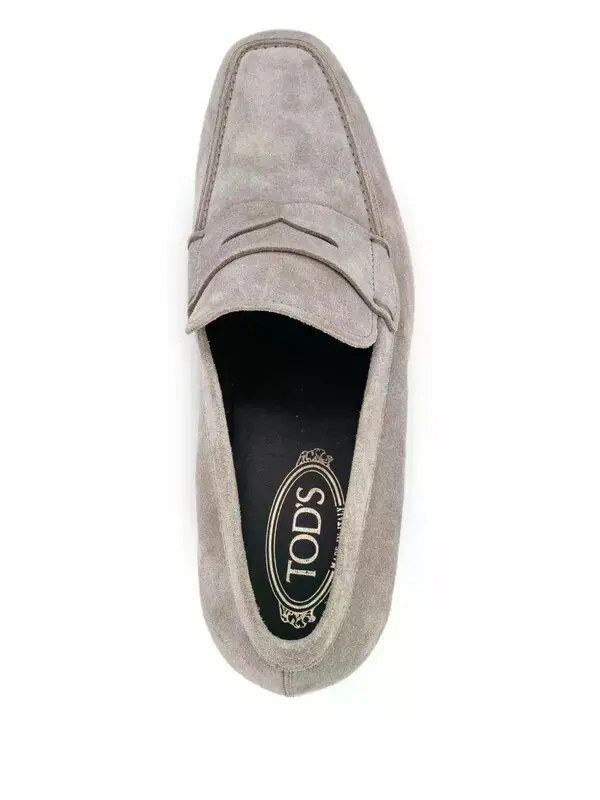 TOD'S Penny Leather Loafers - Grey