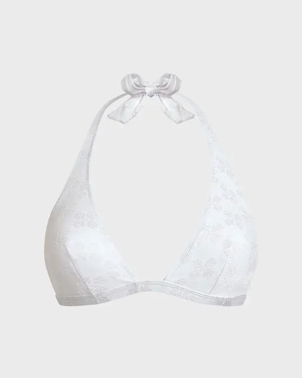 Vilebrequin Halter Bikini Top Turtle Monogram Jacquard Swimwear - White