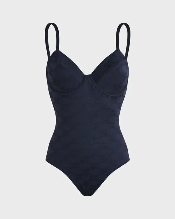 Vilebrequin Leonita Turtle Monogram Jacquard One-piece Swimsuit - Blue