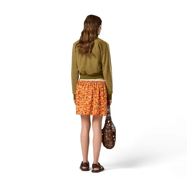 Miu Miu Poplin Flared Skirt - Orange/red