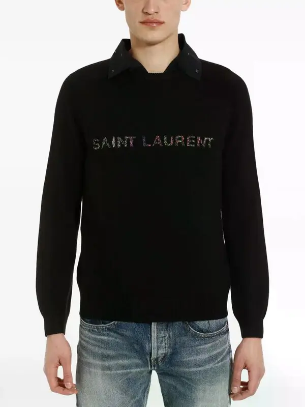 Saint Laurent Beaded Logo Embroidery Sweater