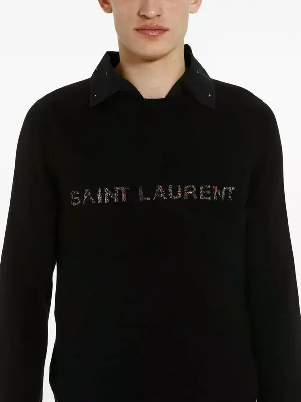 Saint Laurent Beaded Logo Embroidery Sweater